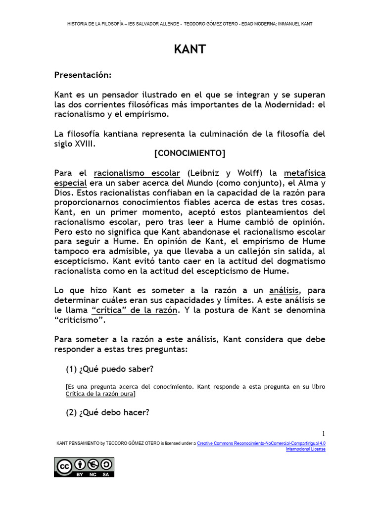 Kant Pensamiento | PDF | Immanuel Kant | A priori y a posteriori