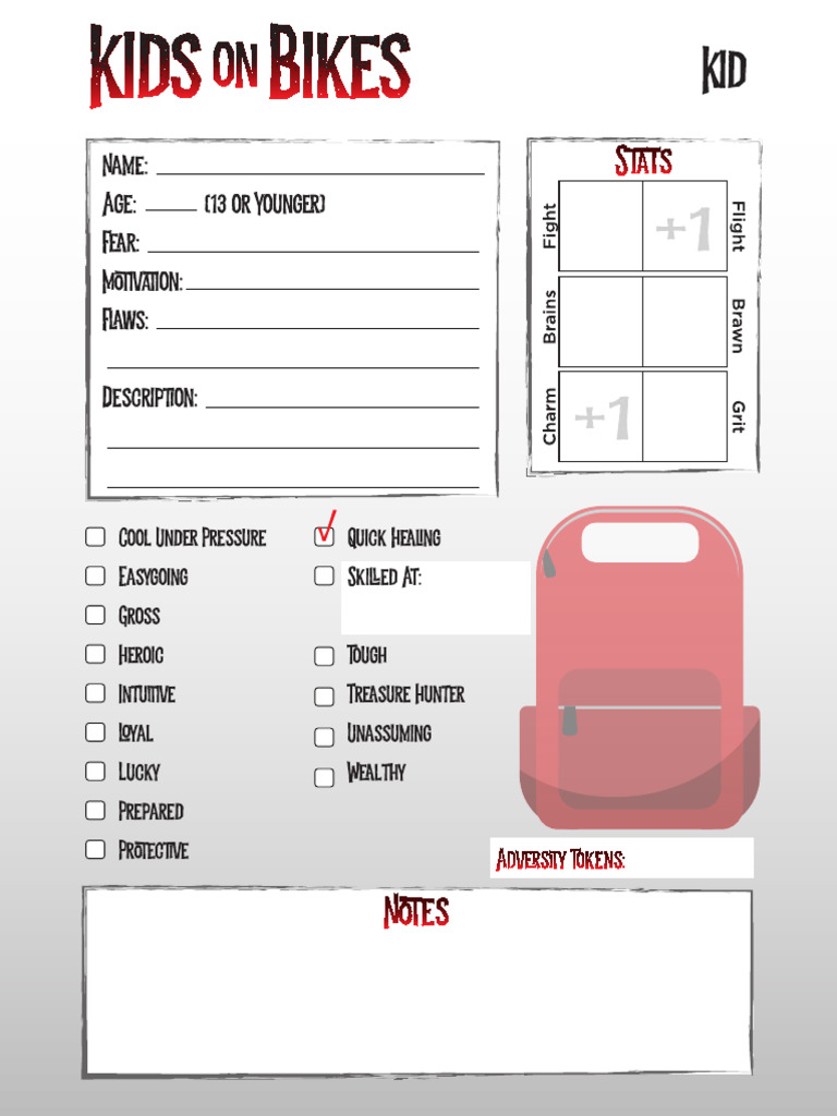 Form Fillable Kid Character Sheet | PDF