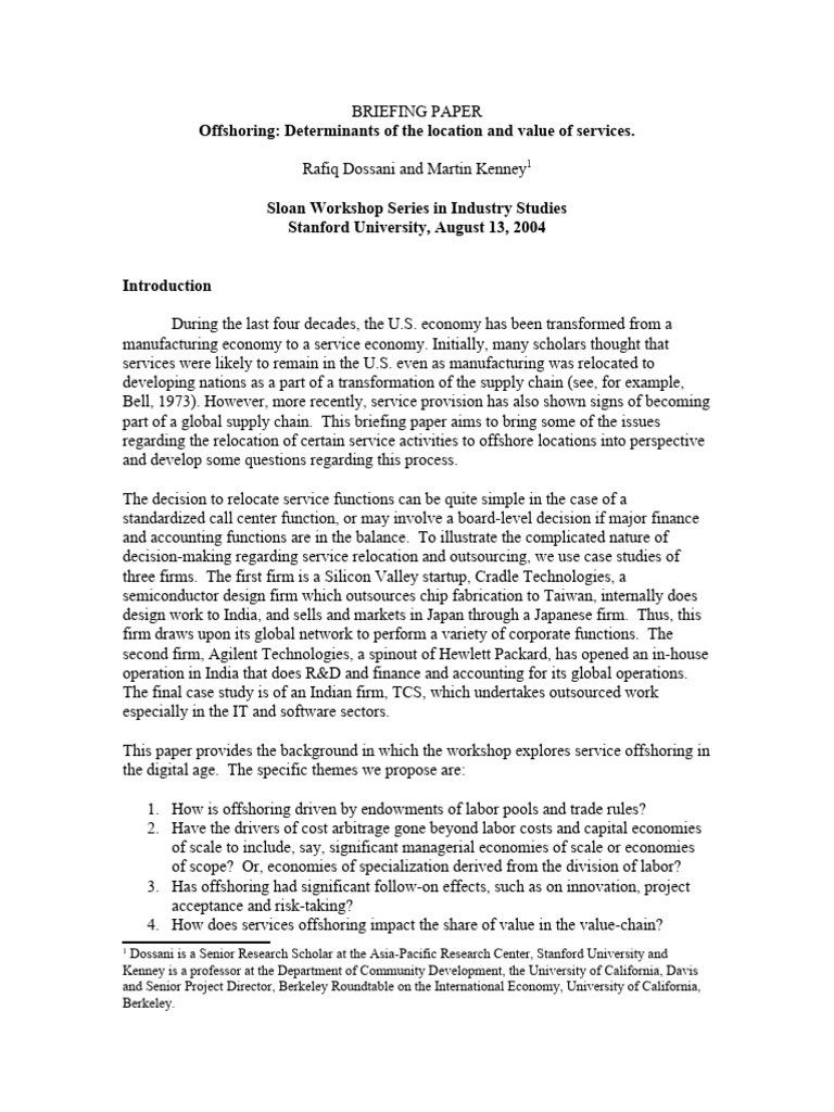 Sloan Briefing Paper | PDF | Outsourcing | Digital Signal Processor