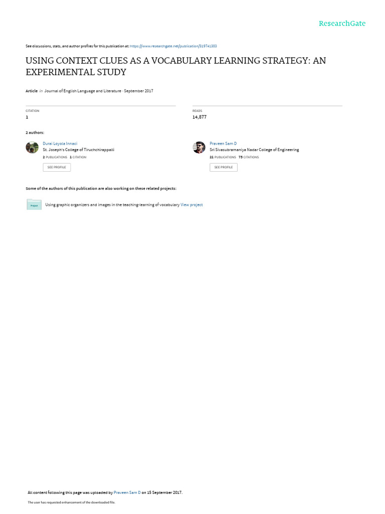 Using Context Clues As A Vocabulary Learning Strategy | PDF ...