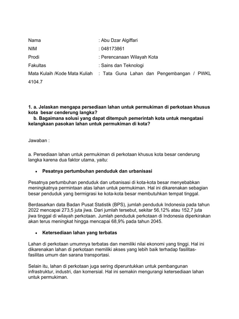 Tugas 3 Tata Guna Lahan Pdf