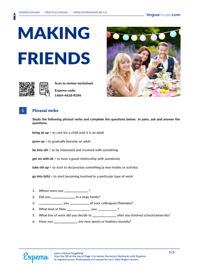 Upper-Intermediate English: Making Friends | PDF | Linguistics | Grammar