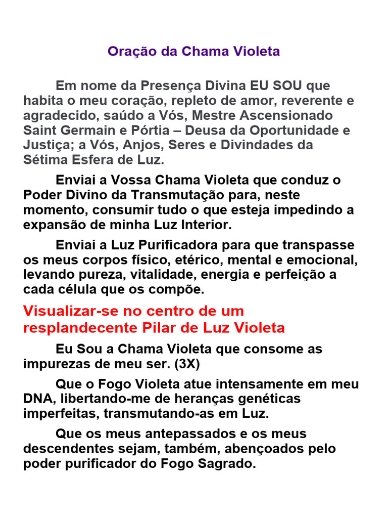 Oração Da Chama Violeta | PDF | Deus | Oração