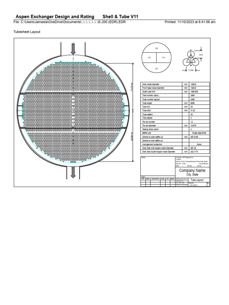 E-200 Tubesheet Layout | PDF | Mechanical Engineering