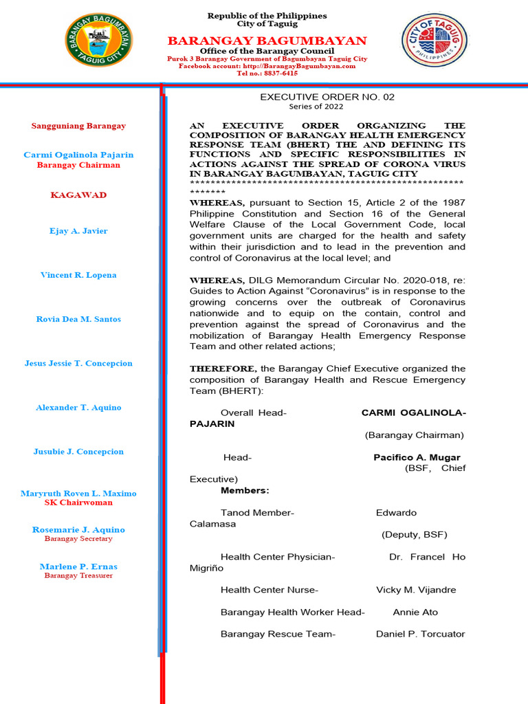 Eo No. 2 2022 Bhert | PDF | Emergency Management