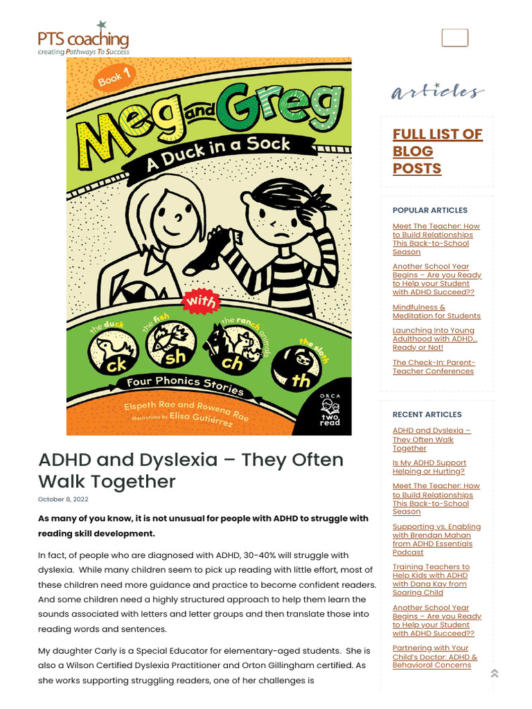 ADHD and Dyslexia - They Often Walk Together - PTS Coaching | PDF ...