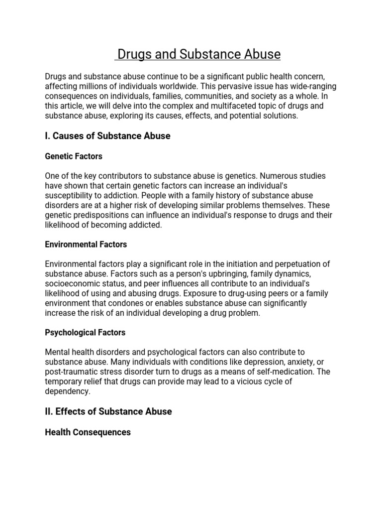 Drugs and Substance Abuse | PDF | Substance Abuse | Mental Disorder