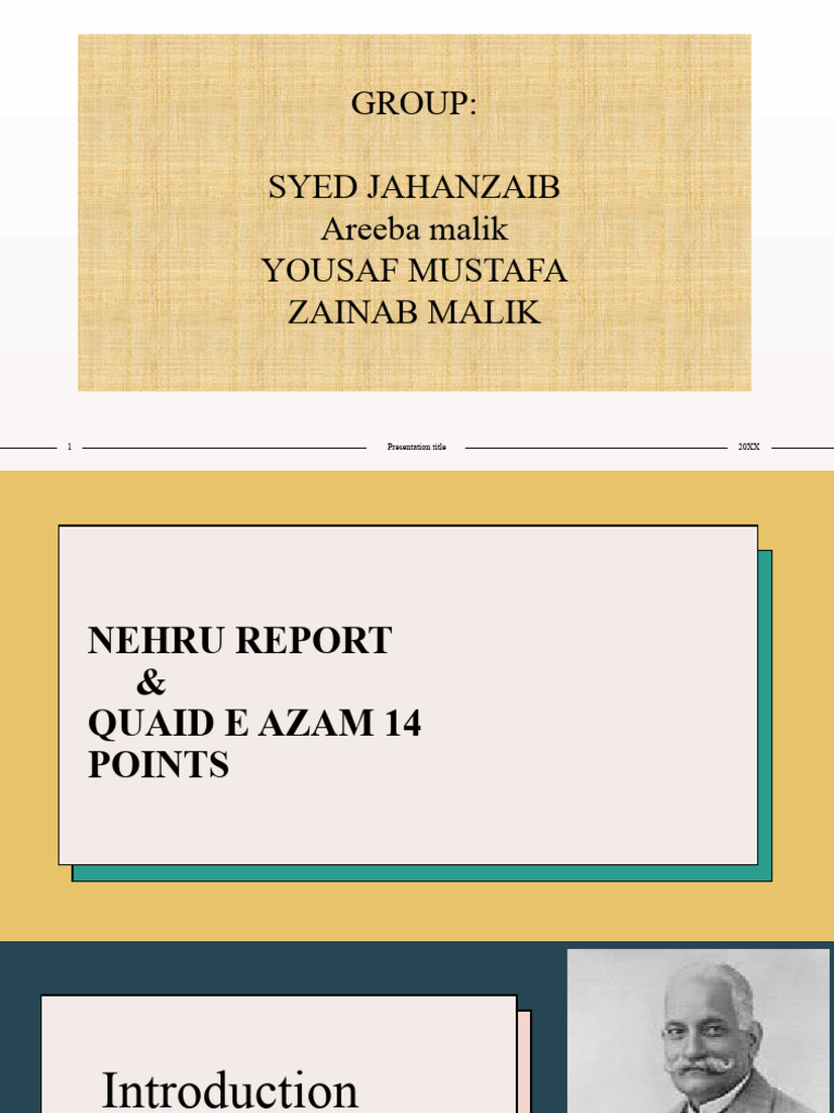 Nehru Report & Quaid e Azam 14 Points | PDF | Muhammad Ali Jinnah ...