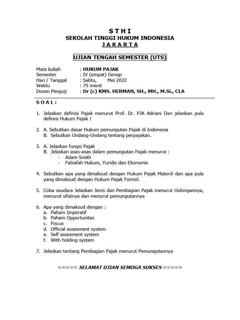 Uts HK Pajak Genap 21-22 | PDF | Karier & Perkembangan