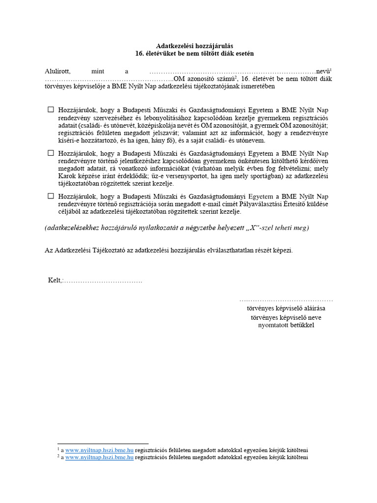 Szuloi Hozzajarulo Nyilatkozat | PDF