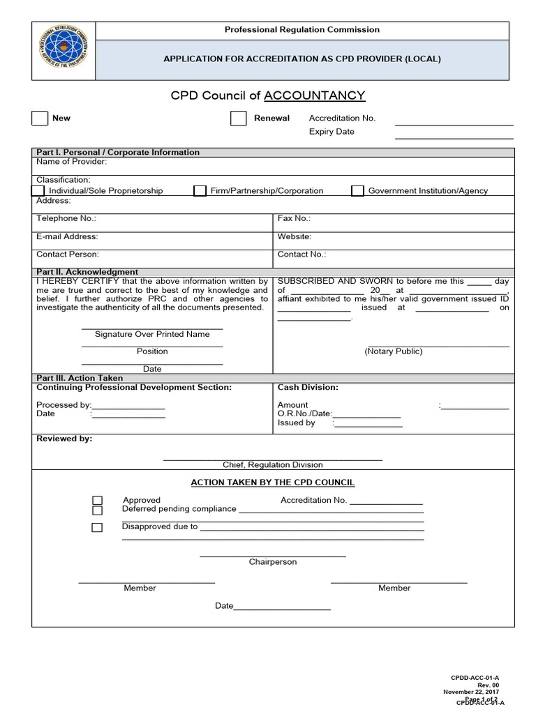 CPDD-ACC-02-A Application Form As Local CPD Provider | PDF | Identity ...