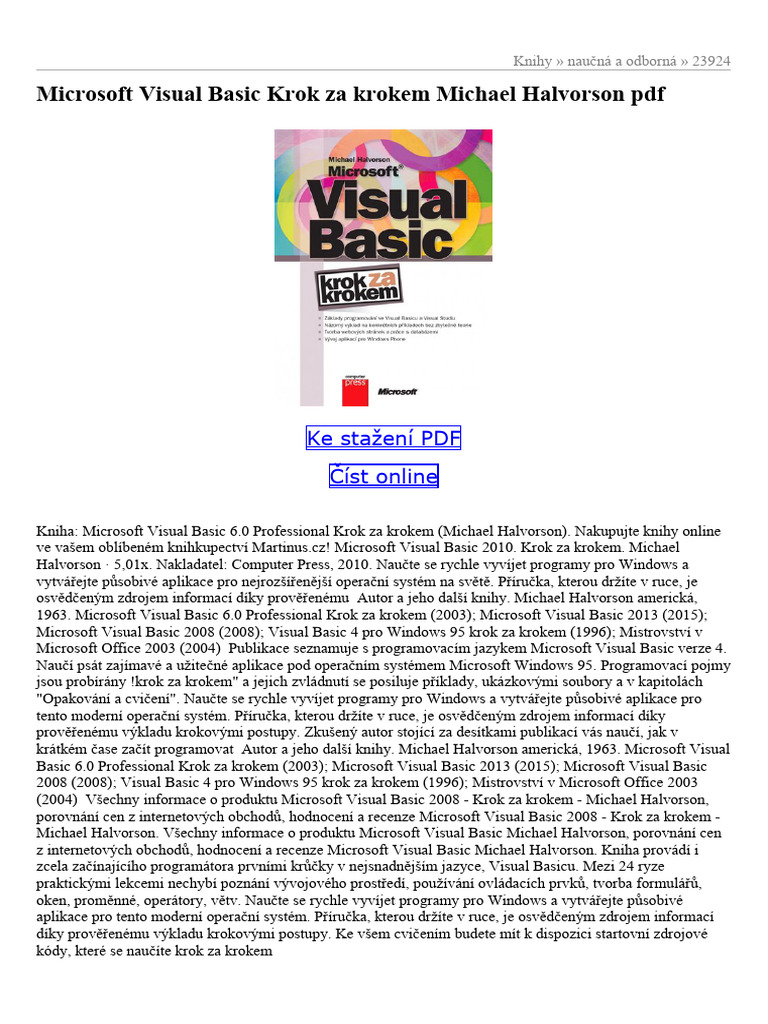 Microsoft Visual Basic Krok Za Krokem | PDF