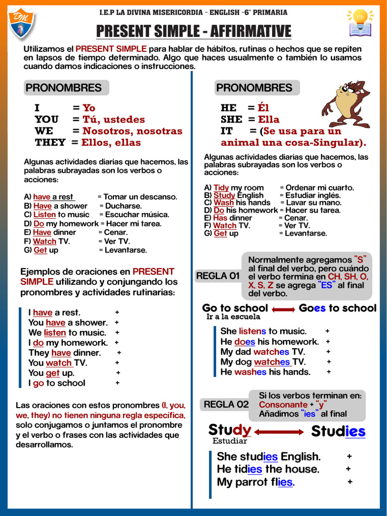 Present Simple - Affirmative | PDF | Lingüística | Idiomas
