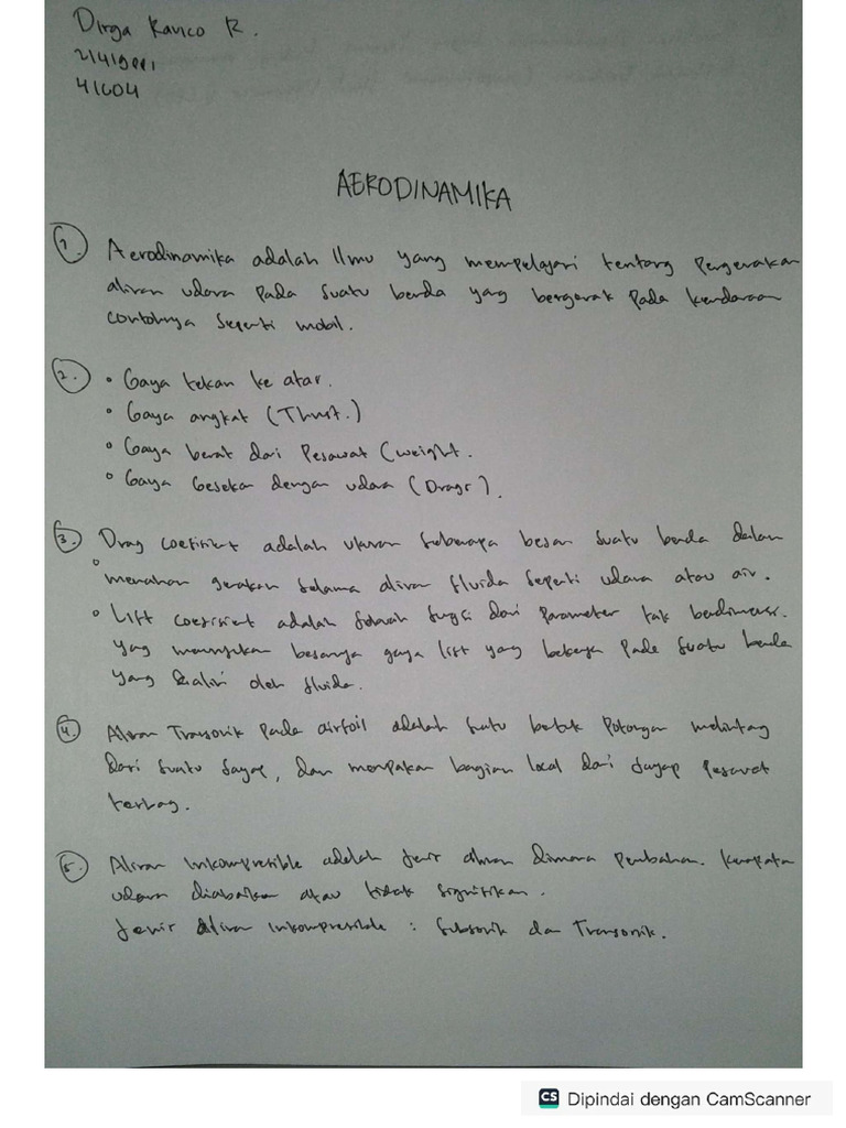 Uts - Dirga Ravico Repliansyah - 21419881 - 4ic04 - Aerodinamika | PDF