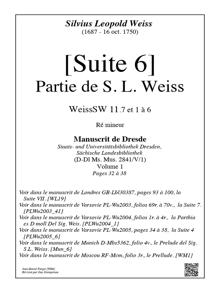 Weiss - Suite 6 Partie de SL Weiss (Notation) | PDF