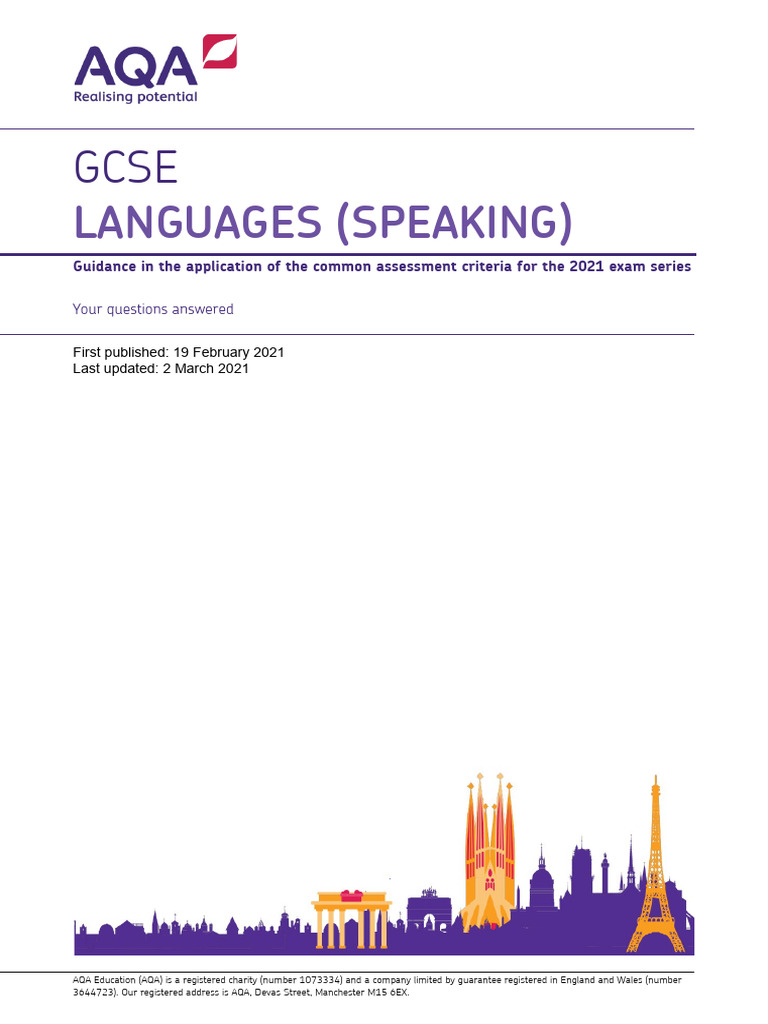 Aqa Gcse MFL Webinar Questions 2021 | PDF | Teachers | Human Communication Aqa Gcse MFL Webinar Questions 2021 | PDF | Teachers | Human Communication
