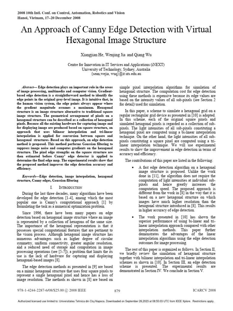 Hexagonal Edge Detection Method | PDF | Multidimensional Signal Processing | Signal Processing