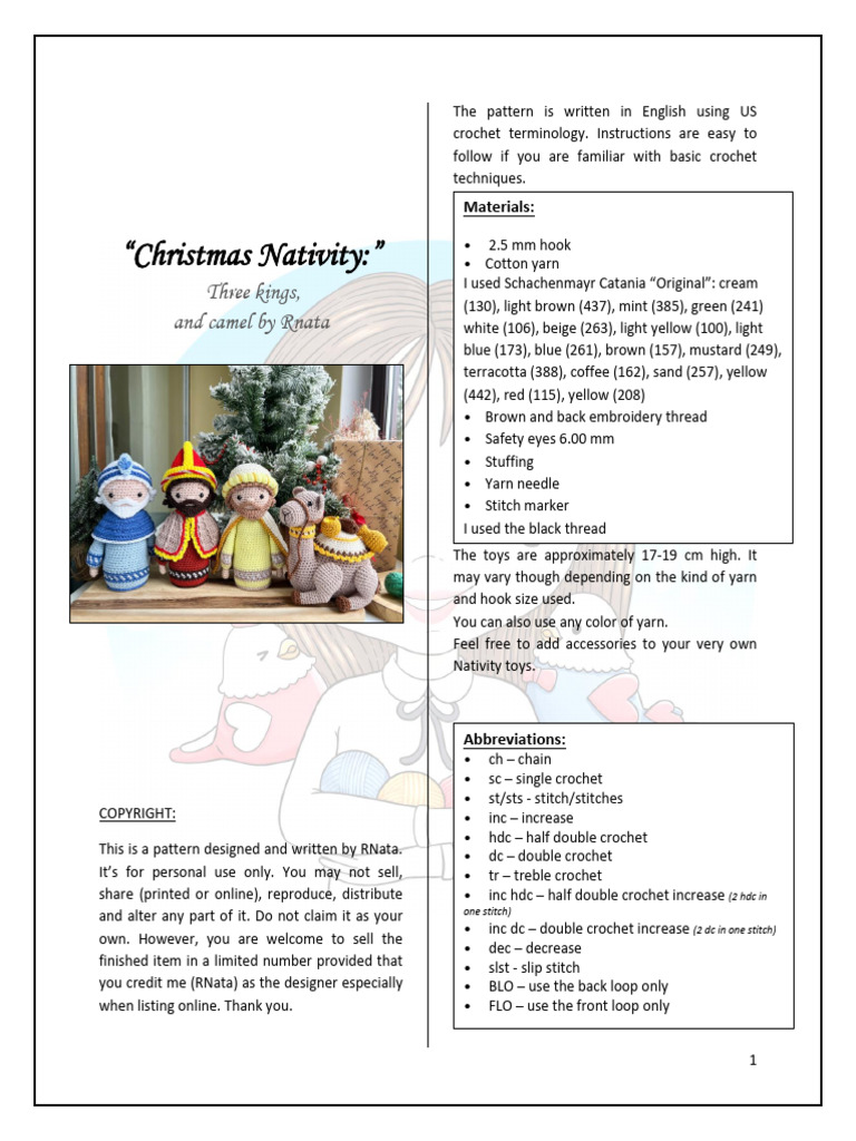 Christmas Nativity Set2 | PDF | Crochet | Yarn