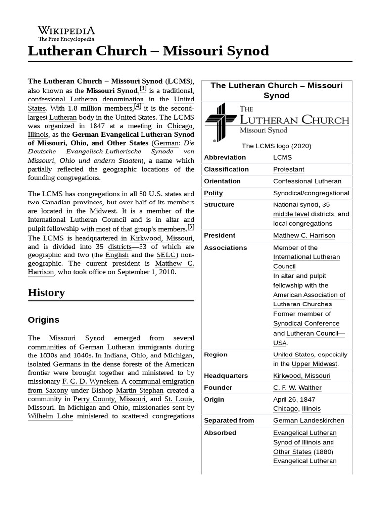 Lutheran Church - Missouri Synod | PDF | Eucharist | Lutheranism