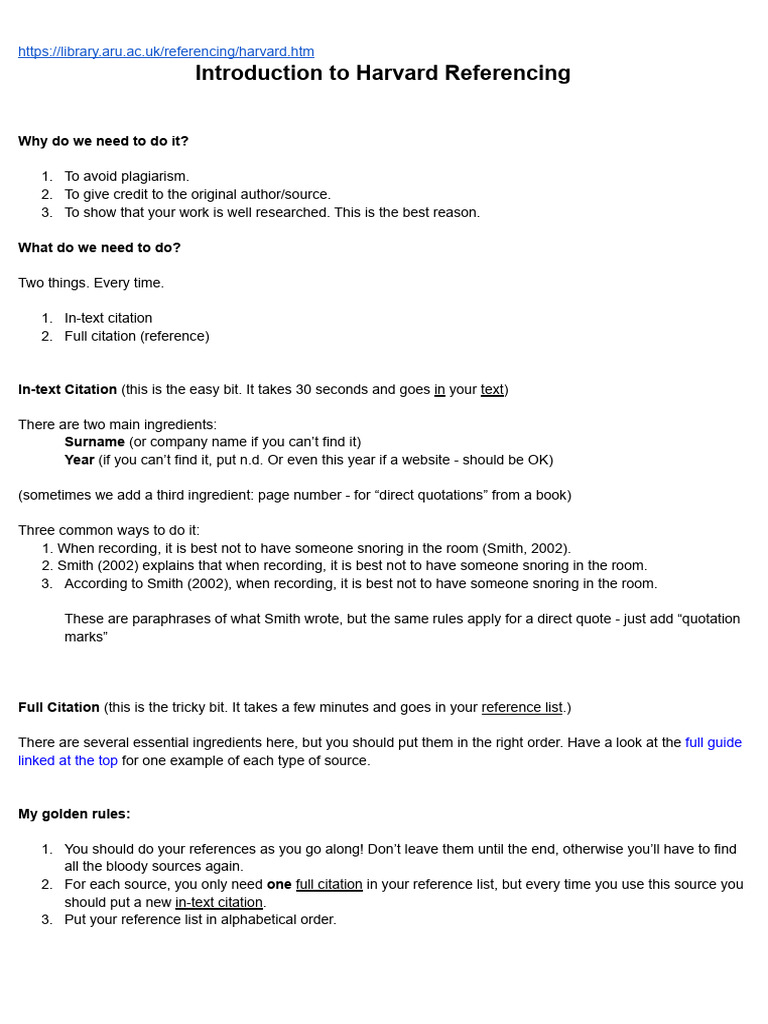 Introduction To Harvard Referencing-1 | PDF