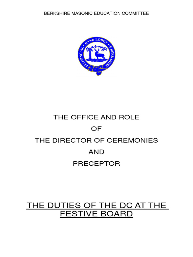 Duties of the DC at the Festive Board | PDF | Freemasonry | Masonic Lodge