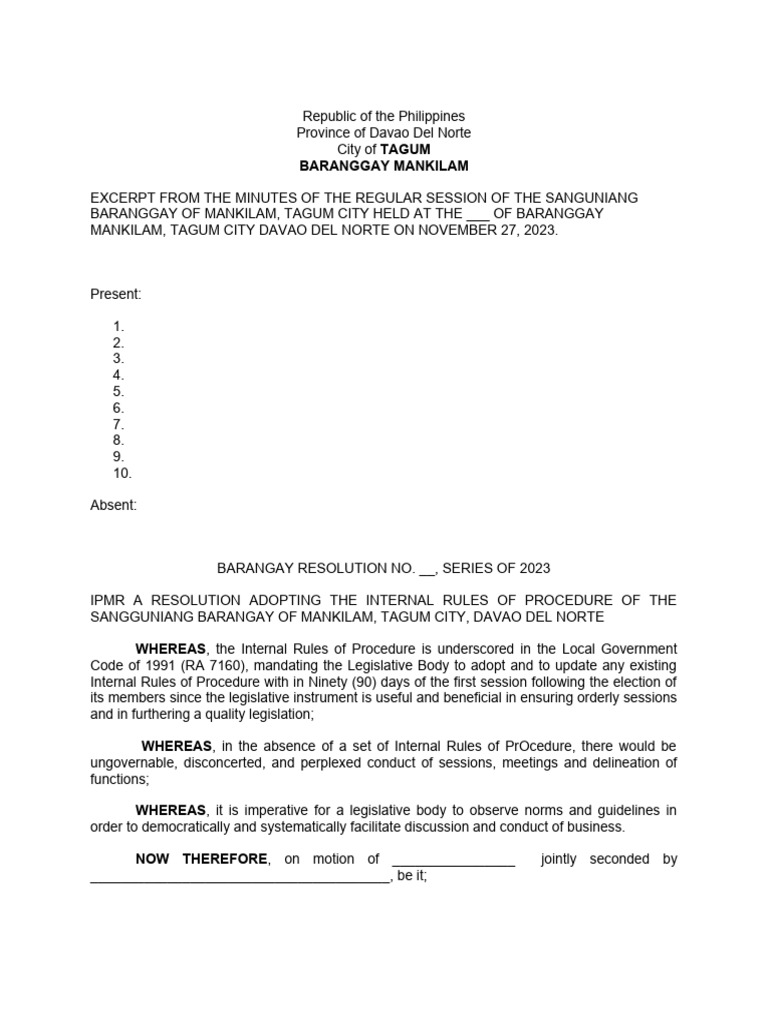 Internal Rules and Procedures | PDF | Committee | Quorum