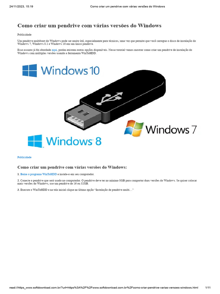 Como Criar Um Pendrive Com Várias Versões Do Windows | PDF | Microsoft ...