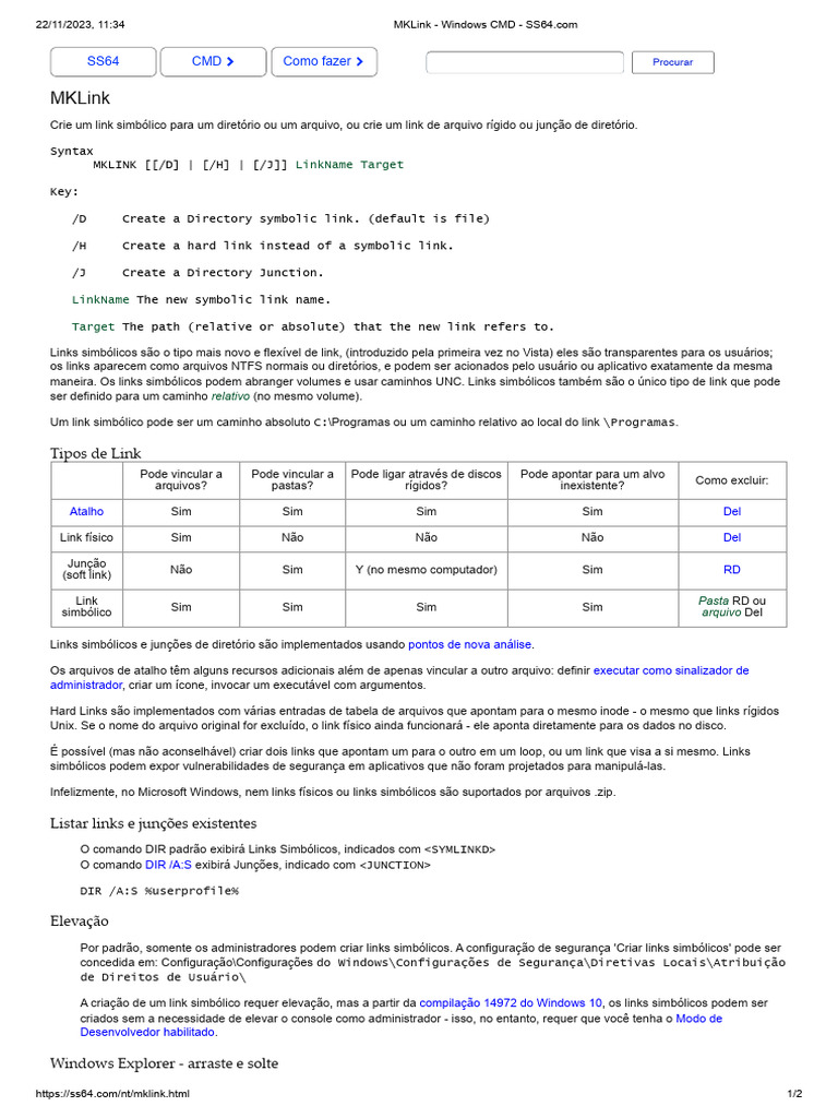 MKLink - Windows CMD | PDF | Gestão de dados | Dados