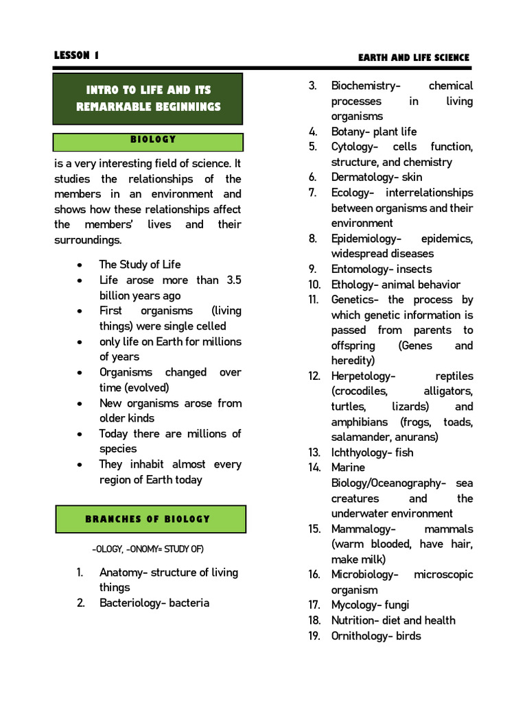 2ND Quarter Eals Reviewer Lesson 1 3 | PDF | Organisms | Life