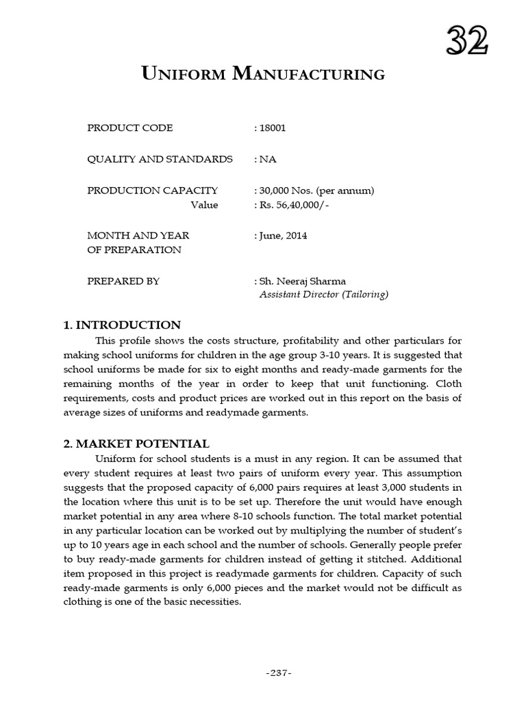 Uniform Manufacturing | PDF | Textiles | Clothing