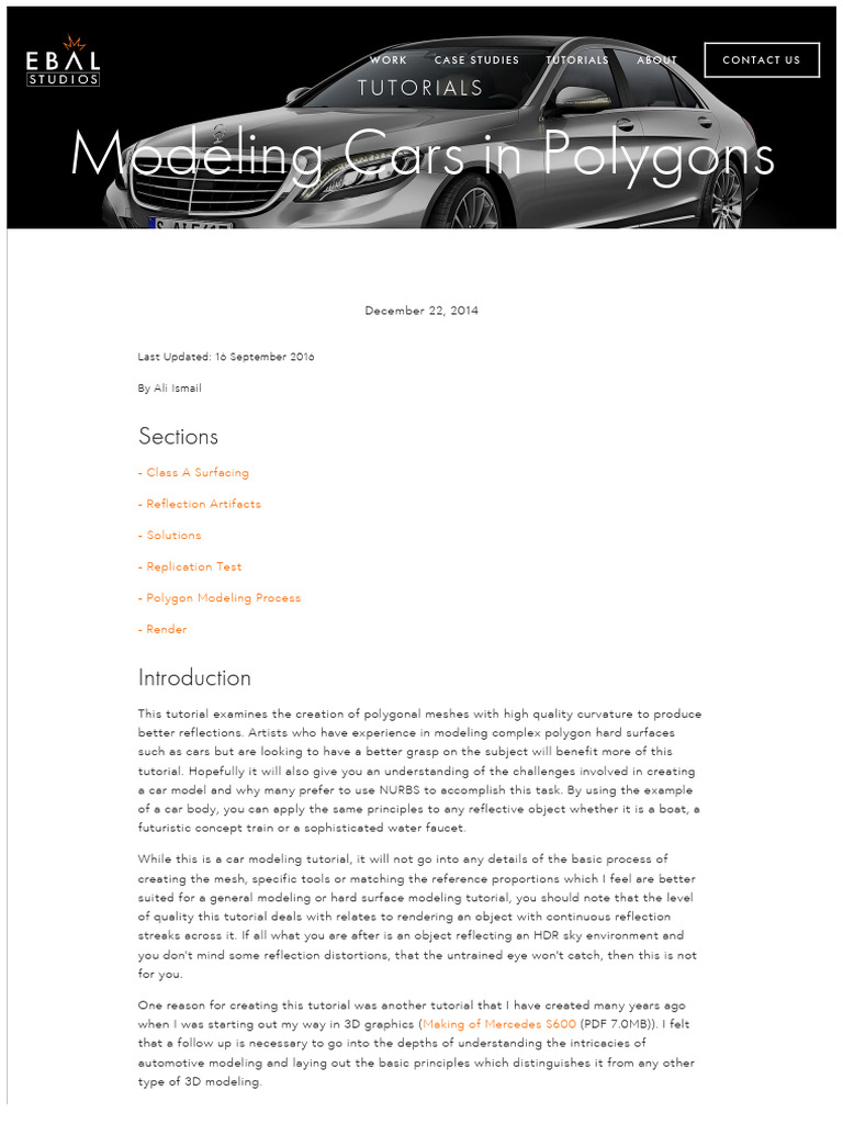 Detailed Polygon Car Modeling Guide | PDF | 3 D Computer Graphics ...
