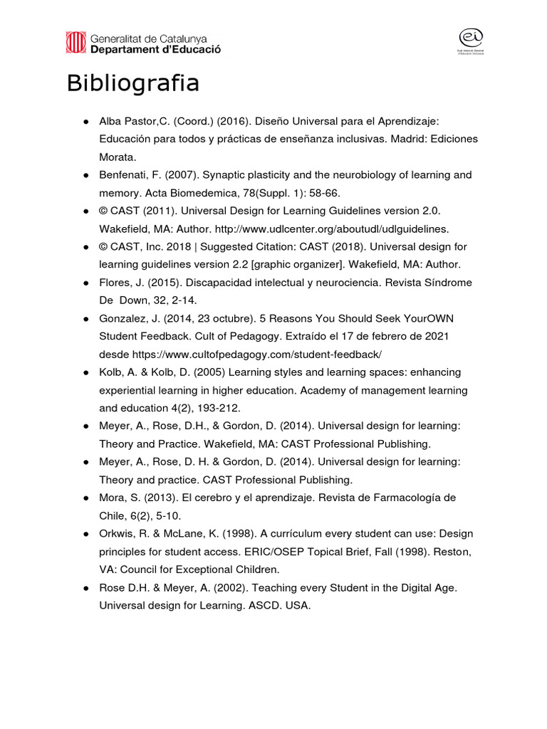 Universal Design for Learning Bibliography | PDF