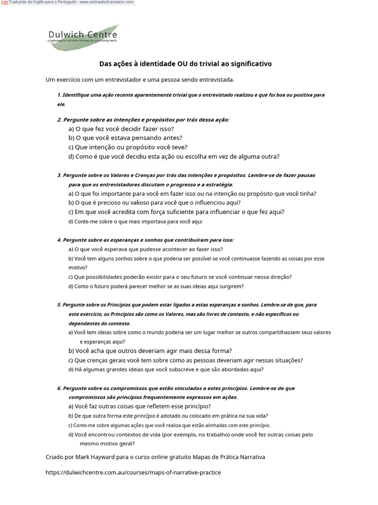 Actions To Identity Map Exercise - En.pt | PDF | Intenção