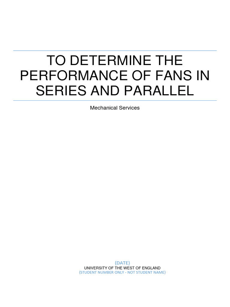 MS Lab Report - EXAMPLE - FANS SERIES | PDF | Fluid Dynamics | Duct (Flow)