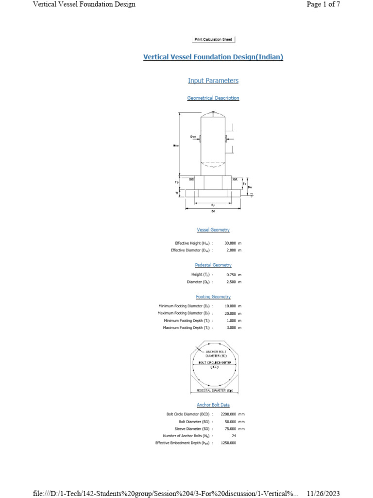 1-Vertical Vessel Foundation | PDF | Applied And Interdisciplinary ...