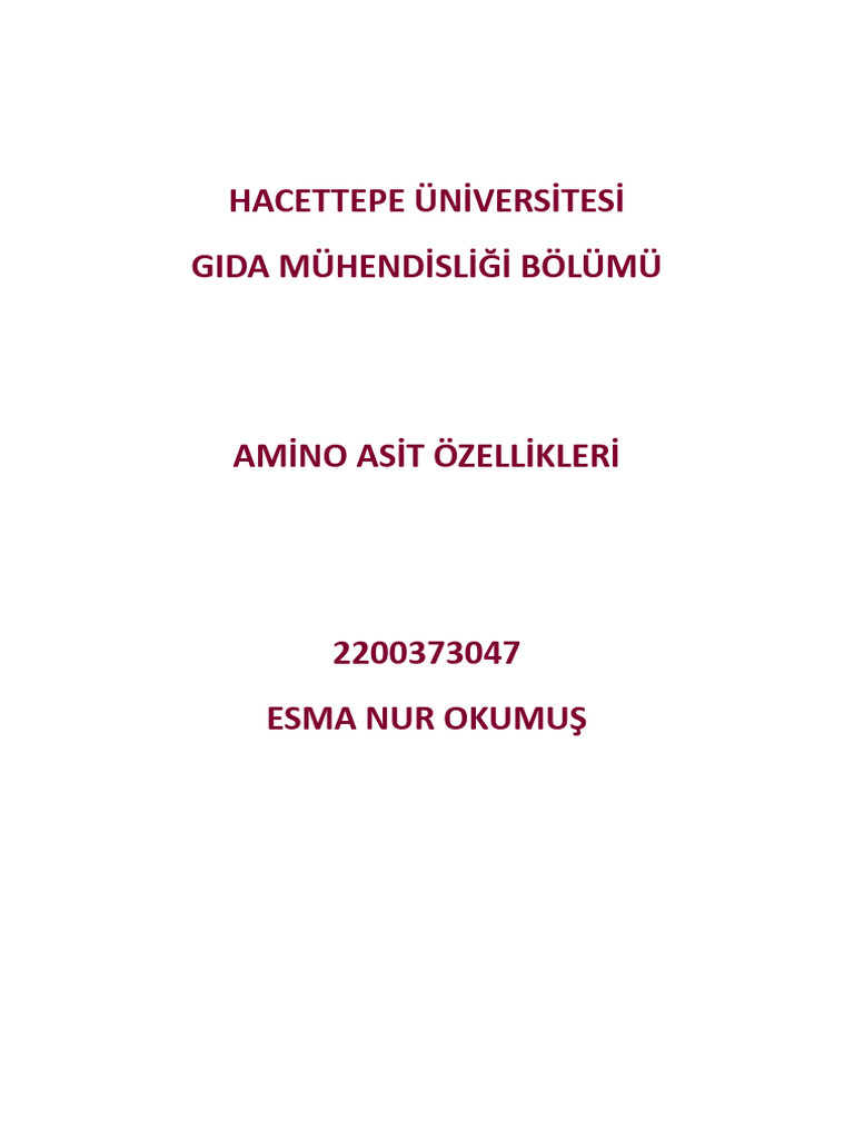Amino Asit Özellikleri | PDF