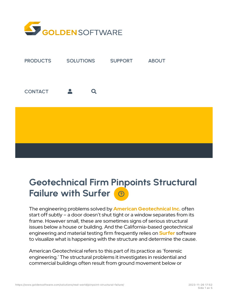 Geotechnical Firm Pinpoints Structural Failure With Surfer | PDF ... Geotechnical Firm Pinpoints Structural Failure With Surfer | PDF ...
