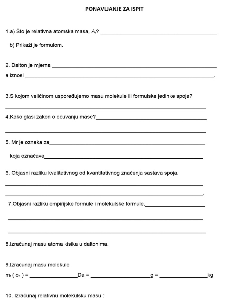 21.ponavljanje Za Ispit | PDF