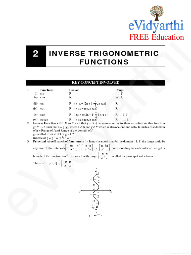 Class 12 Chapter 2 Maths Important Formulas | PDF | Function (Mathematics) | Mathematical Relations