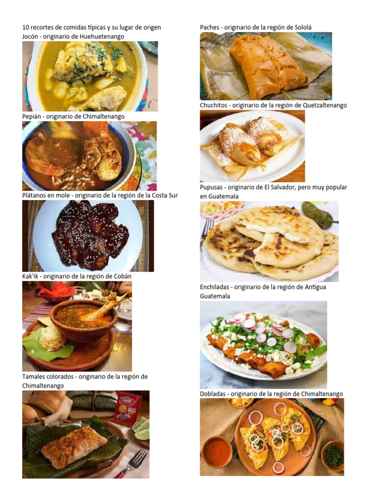 10 Recortes de Comidas Típicas y Su Lugar de Origen | PDF