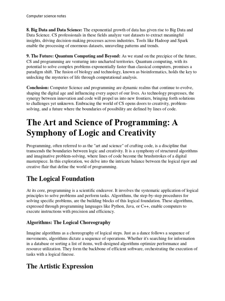 Computer Science Note-2 | PDF | Algorithms | Computer Programming Computer Science Note-2 | PDF | Algorithms | Computer Programming