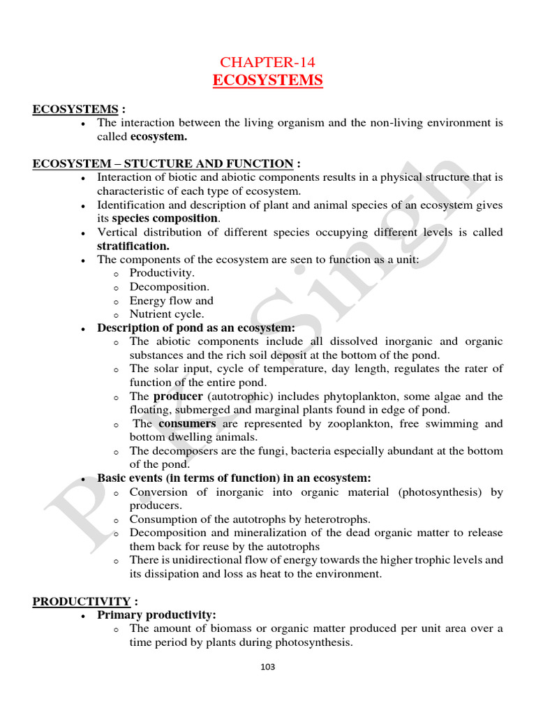 Ecosystem Class 12 Notes Vidyakul