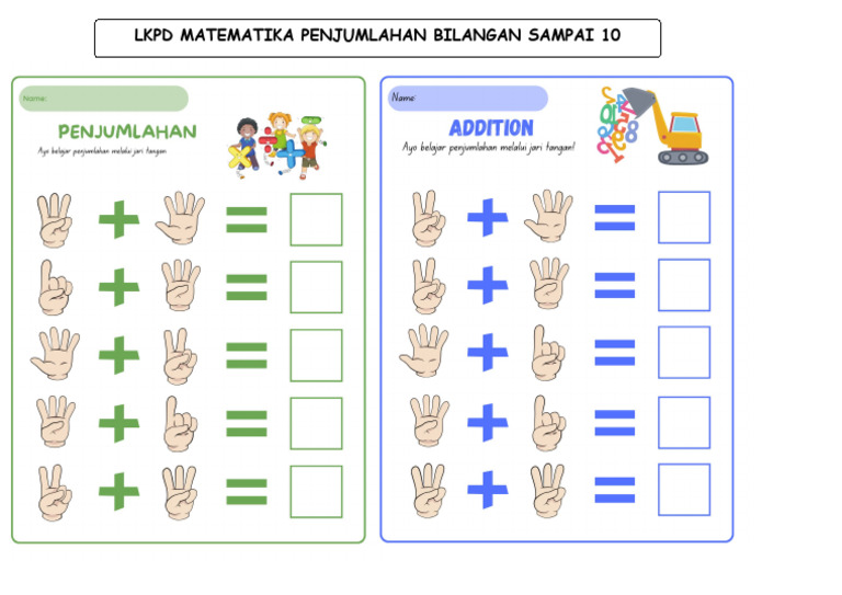 LKPD Penjumlahan Jari | PDF