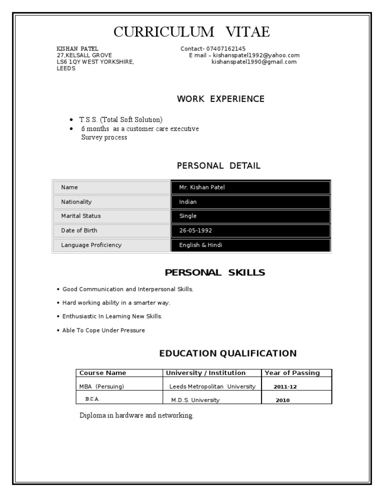 CV Kishan 2 | PDF