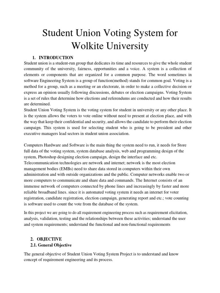 Student Union Voting System For Wolkite University | PDF | Voting ...