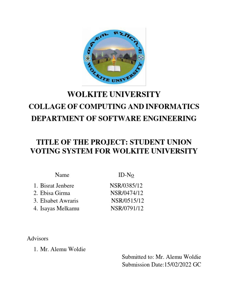 Student Union Voting System For Wolkite University Final | PDF ...