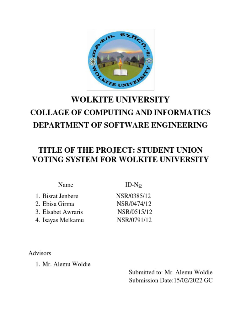 Student Union Voting System For Wolkite University Phase 4 | PDF ...