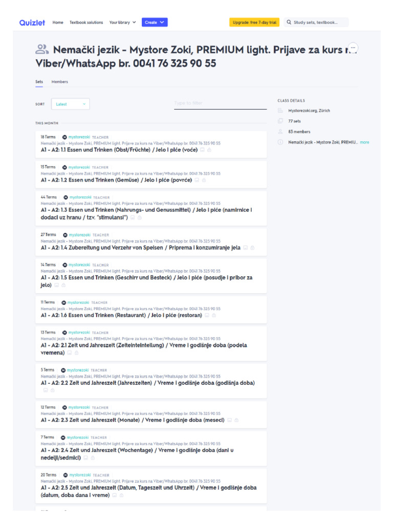 Nemacki A1 A2 Kvizlet Sadrzaj | PDF