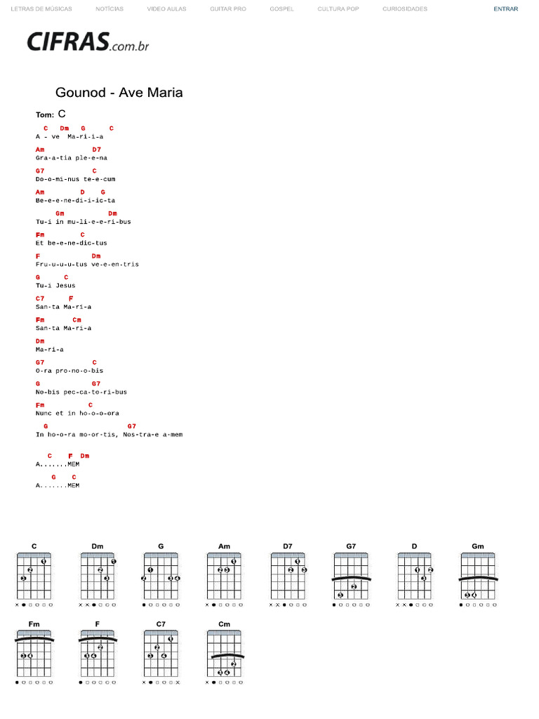 AVE MARIA Cifra - Gounod CIFRAS | PDF