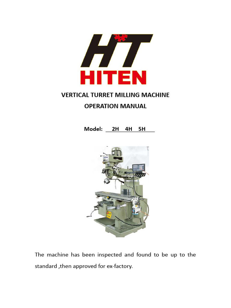 HITEN Milling Machine Operation Manual | PDF | Belt (Mechanical) | Switch